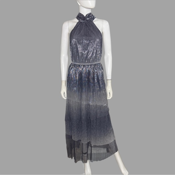 Socialite | Dresses | Socialite Shimmering Silver Asymmetrical Tiered ...